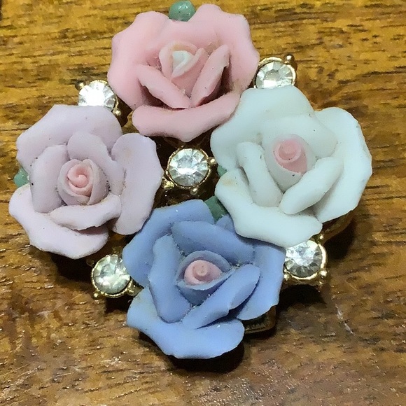 Jewelry | Vintage Porcelain Flower Pin | Poshmark